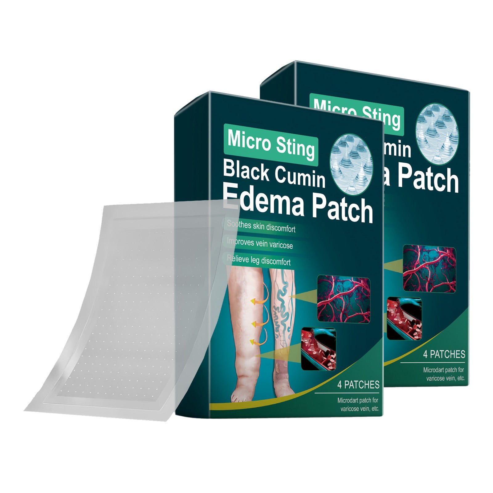 Zlen (2Pack)Varicose Veins Patch - Micro Sting Black Cumin Edema Patch ...