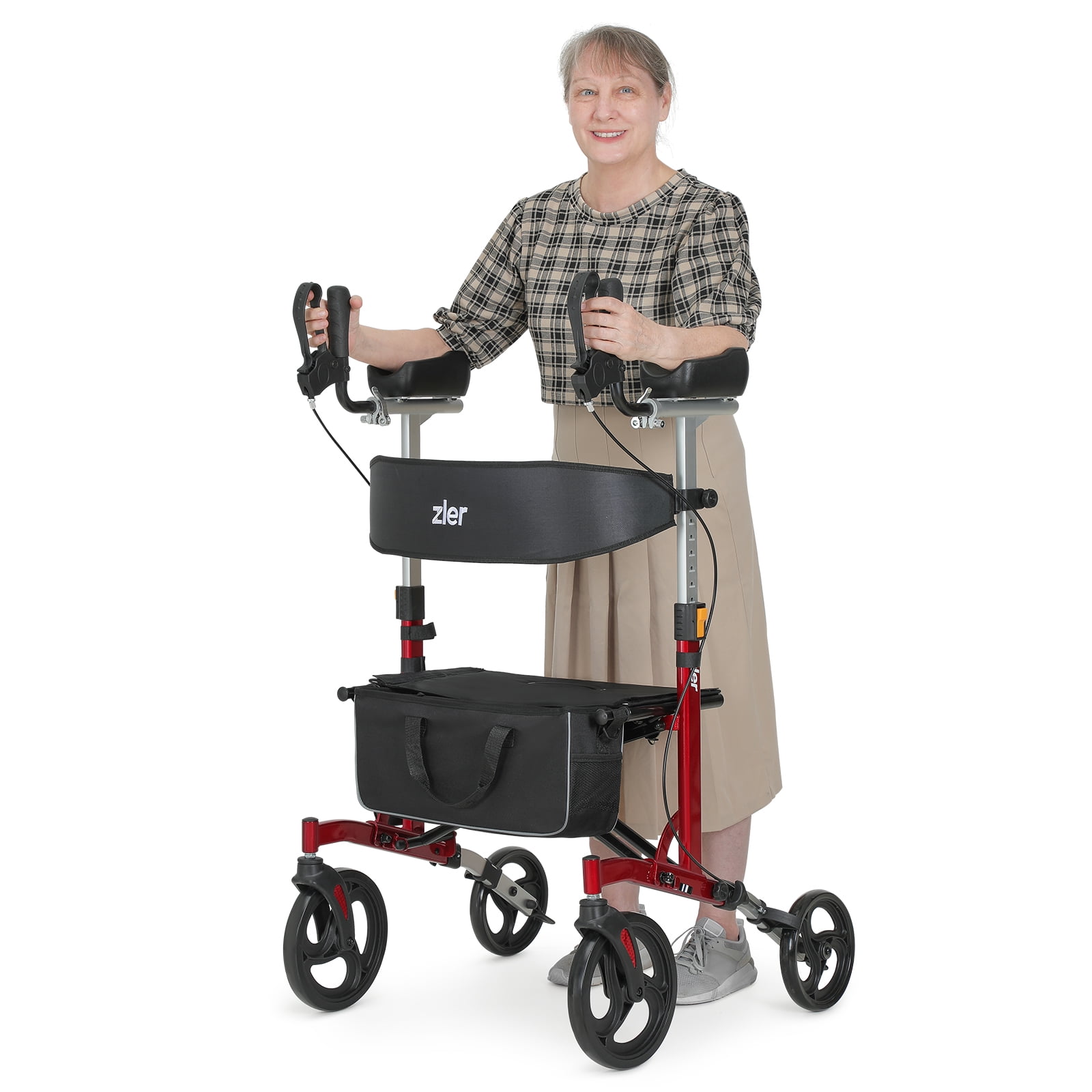 Zler Extra Wide Upright Walker - Stand Up Rollator, Supports Up to 500 ...