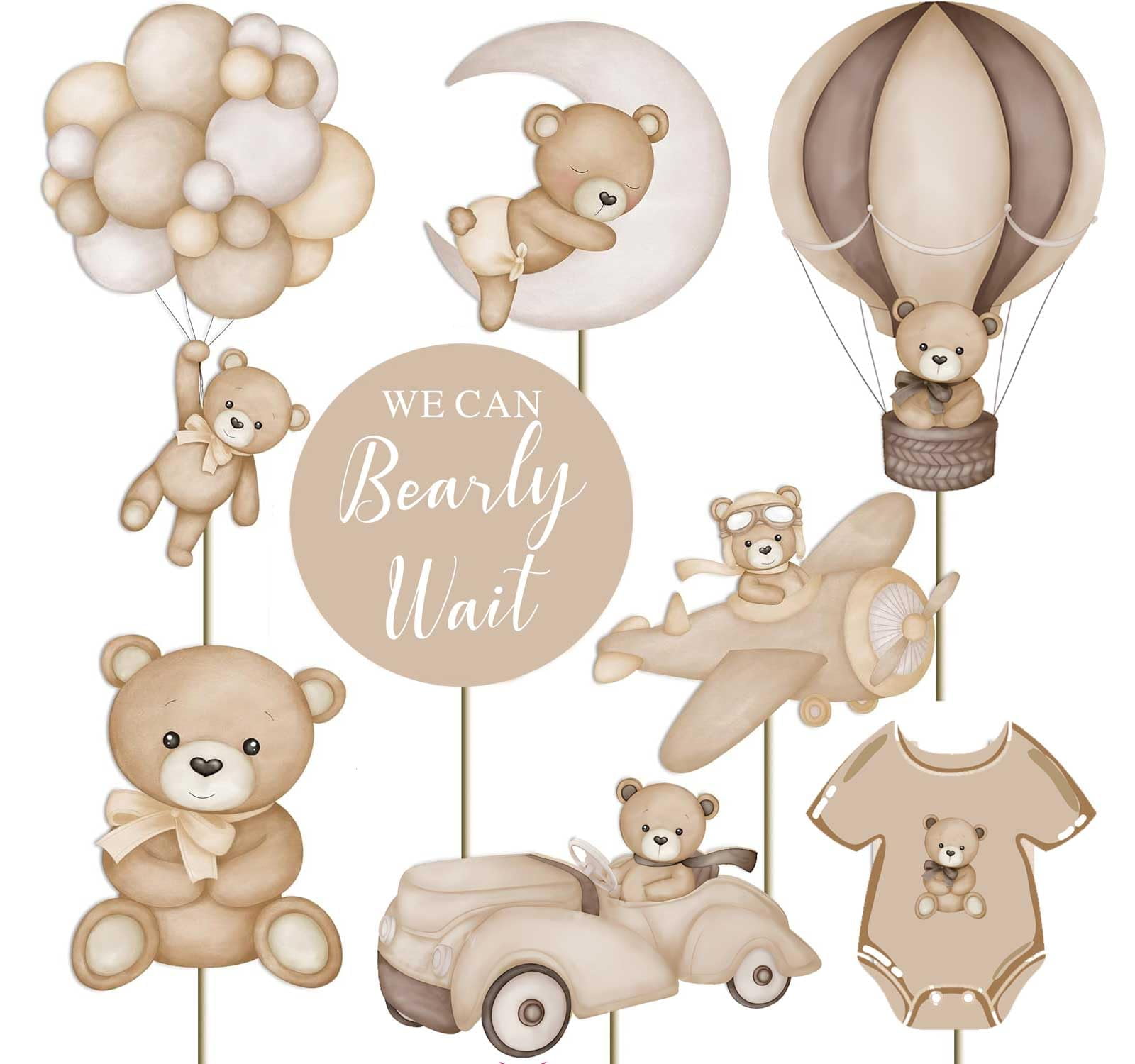 Zliisang 16Pcs Bear Baby Shower Centerpieces for Cake Table Decorations ...