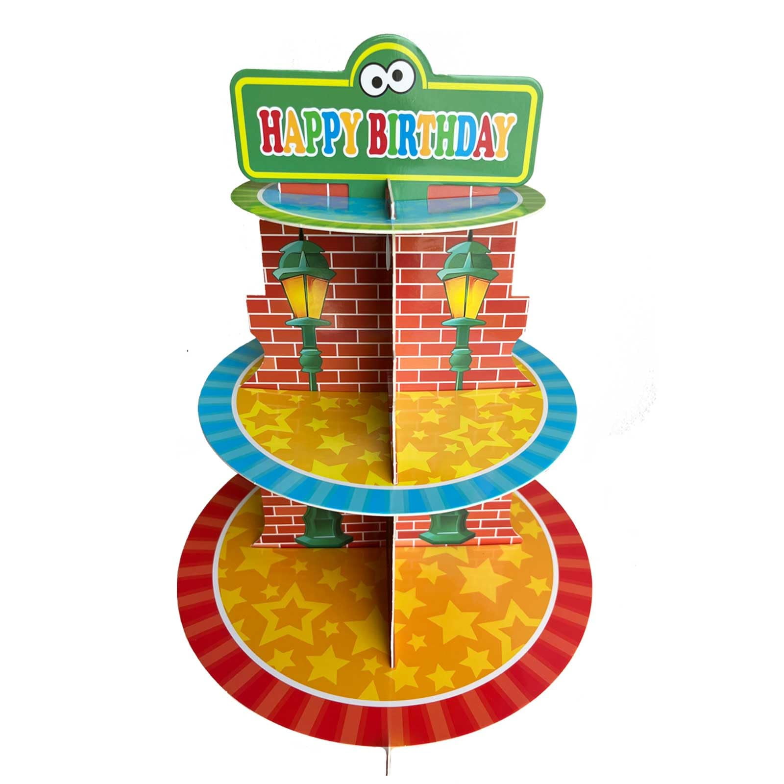 Zliisang Cartoon Happy AJH3 Birthday Cupcake Stand Cartoon Street ...