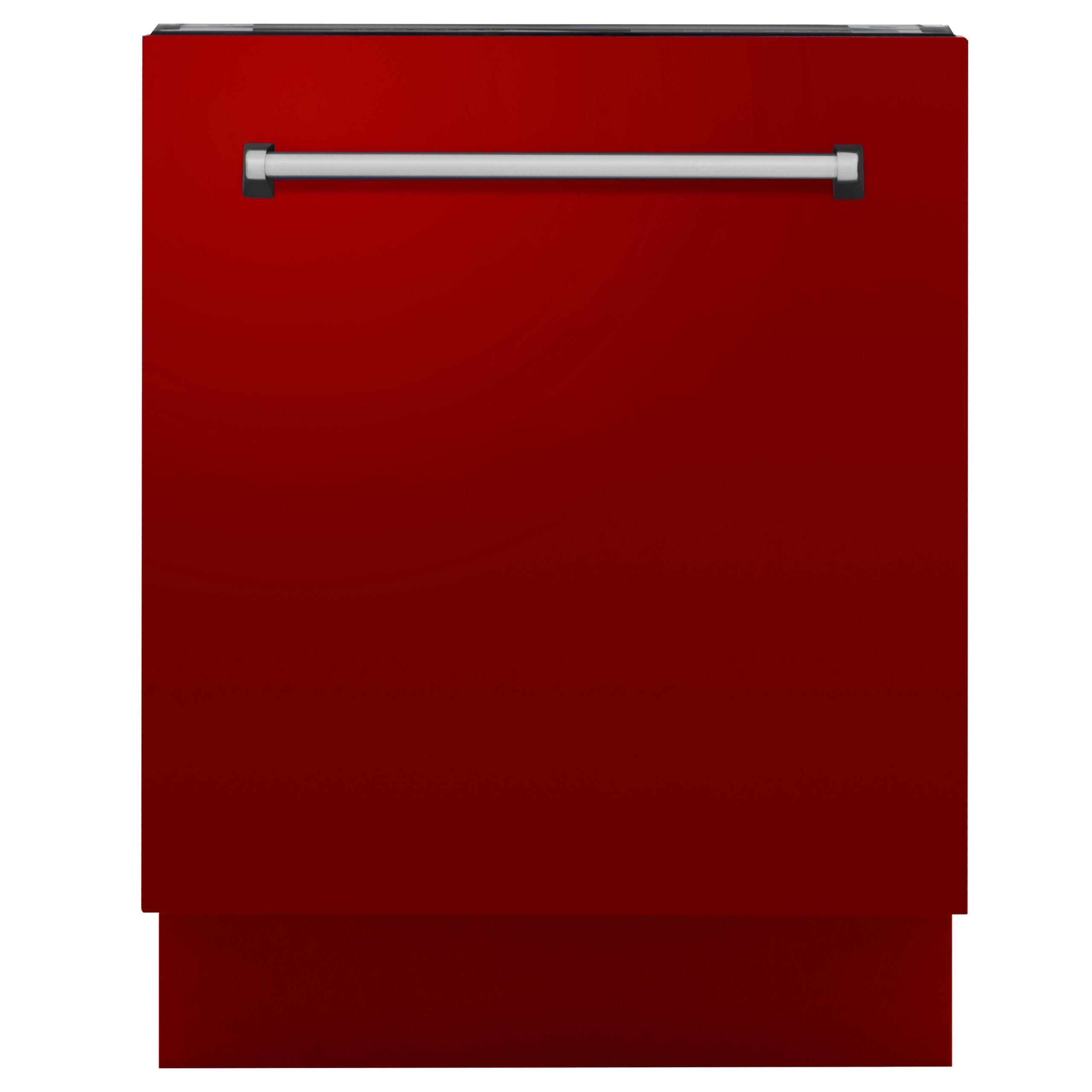 24" Top Control Tall Tub Dishwasher in Red Gloss with Stainless Steel ...