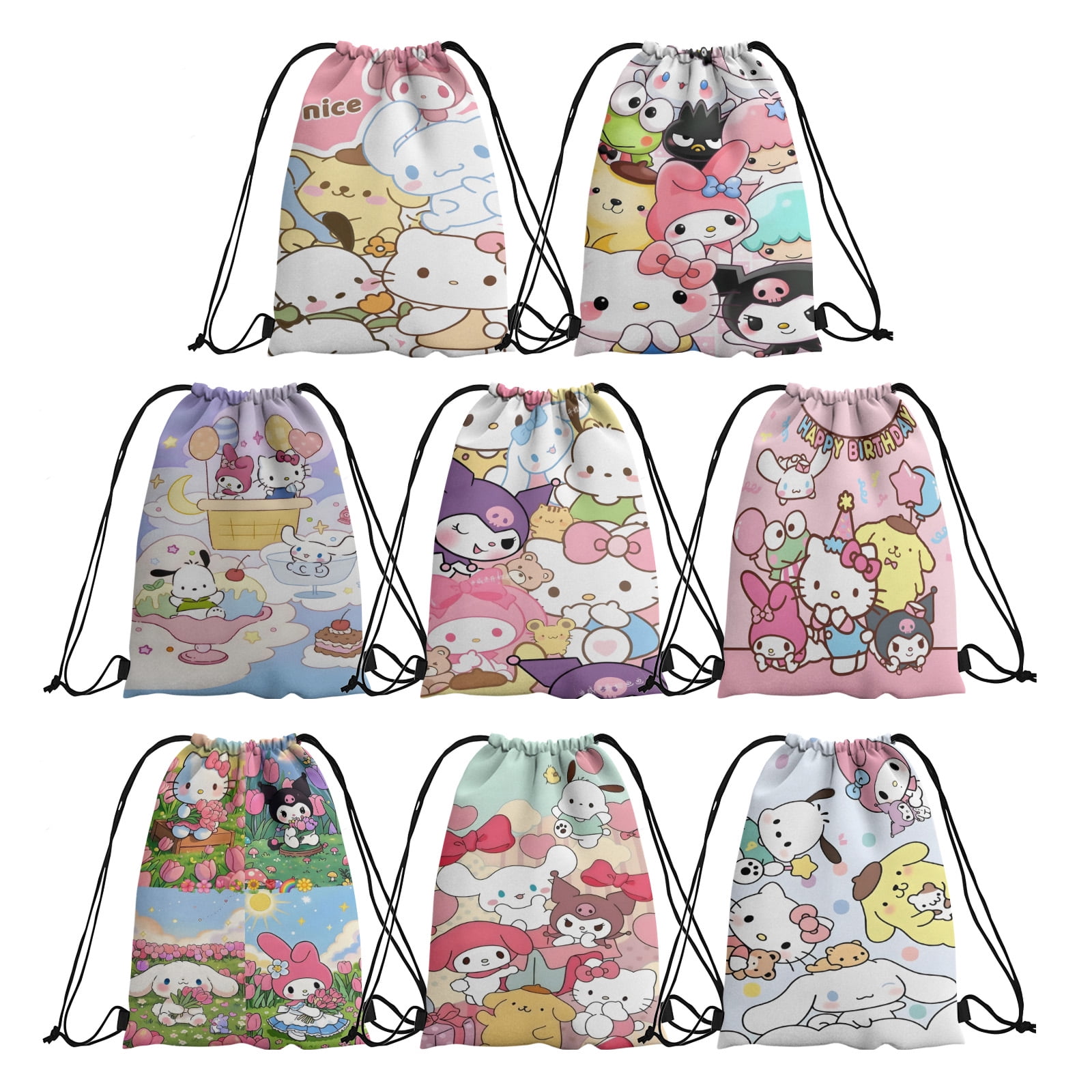 ZlucYYoo Sanrio 8 pieces Candy Drawstring Bag Drawstring Goodie Favor ...