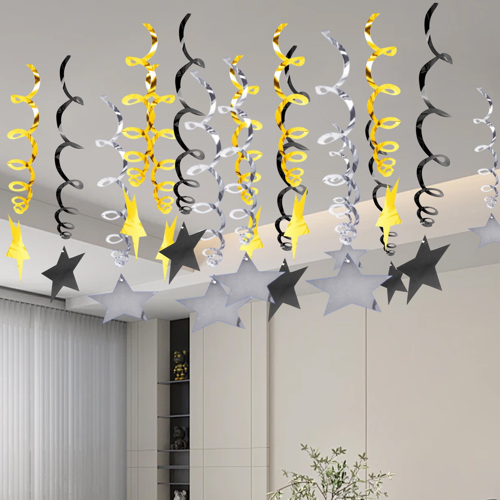 Zmeidao 24Pcs Star Hanging Swirl Decorations Plastic Spirals Streamers ...