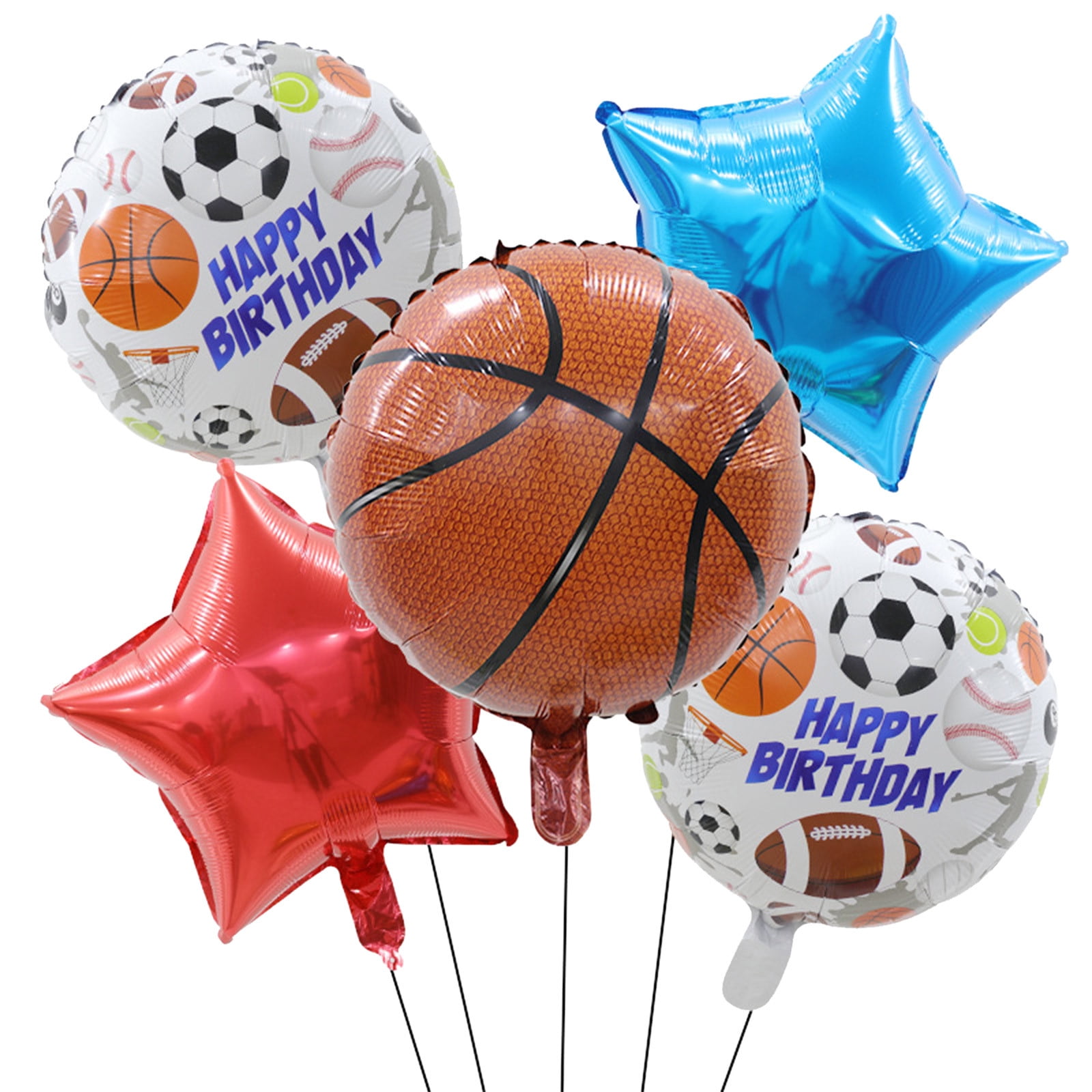 Zmeidao 5 Pieces Sports Foil Balloon Set, Baseball Basketball Football ...