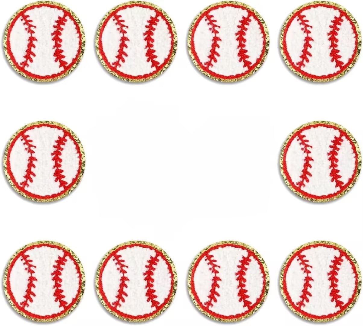 Zmeidao Clearance 10 Pack Baseball Patch Sequin Gold Edges Chenille Patches Baseball Patches ...