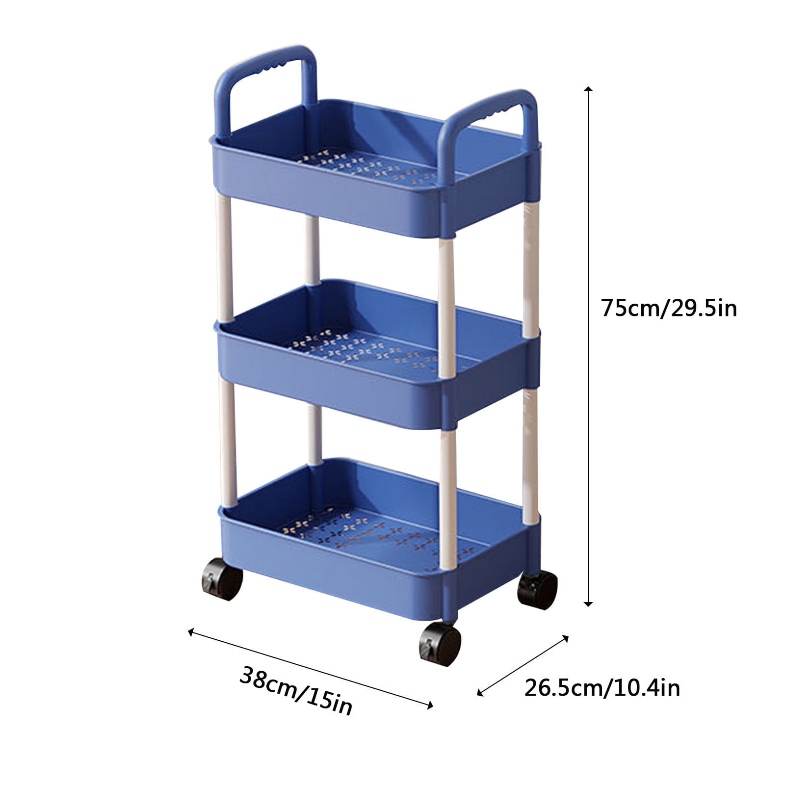 Zmeidao Clearance 3-Tier Plastic Rolling Utility Cart with Handle and ...