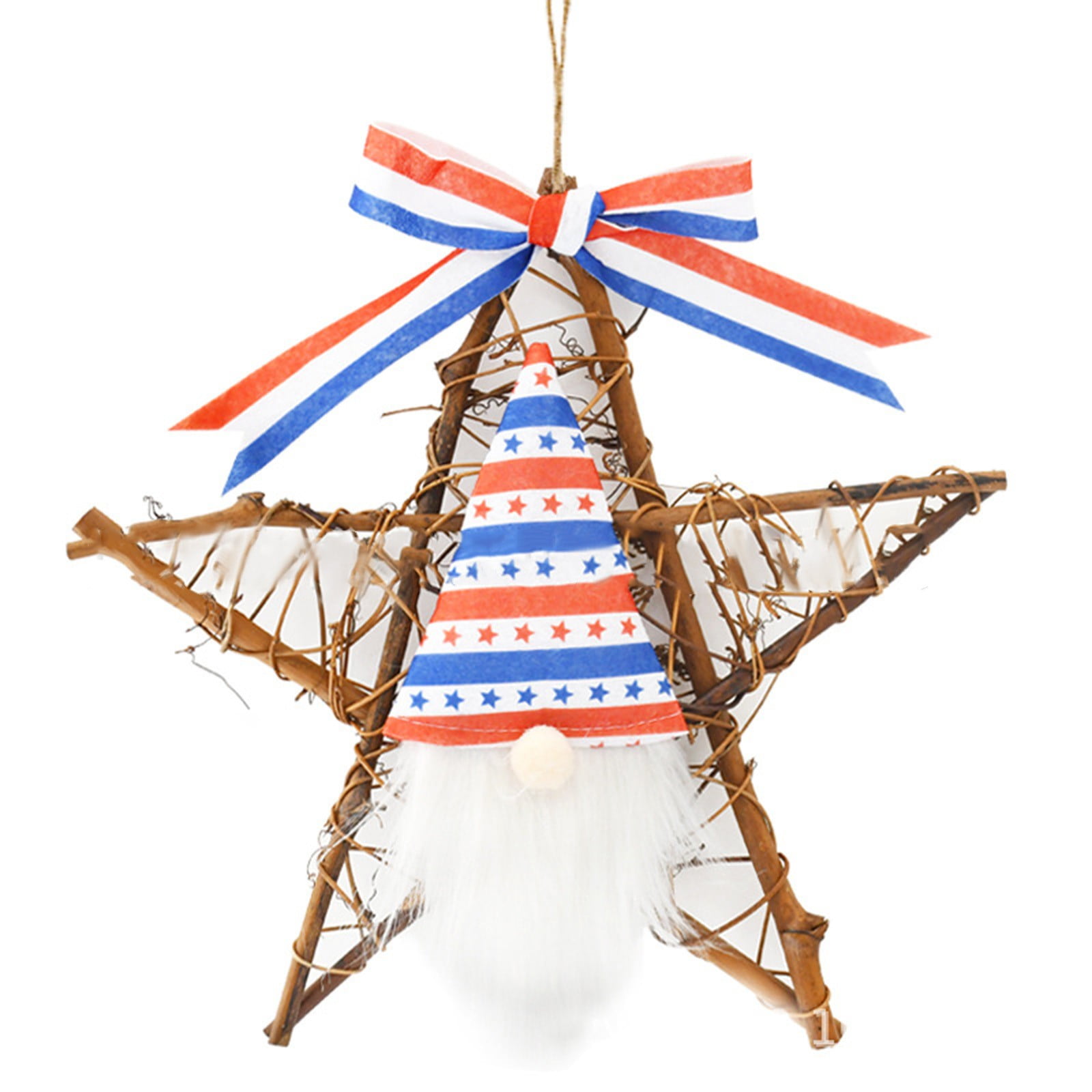 Zmeidao Clearance 4th of July Independence Day Faceless Doll Rattan Ring Pendant Rattan Window ...