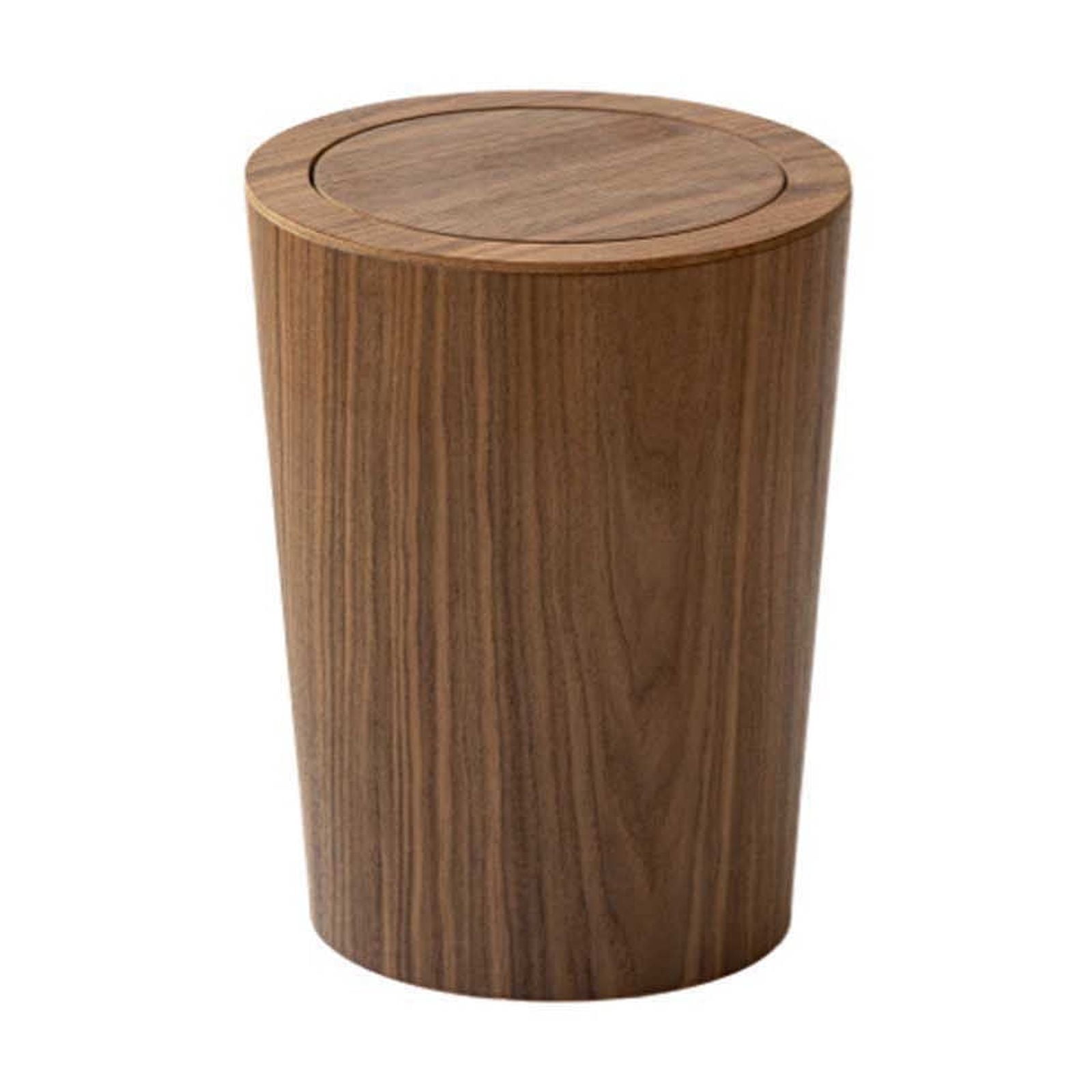 Zmeidao Clearance Round Wood Trash Can with Lid Flip-top, Wooden Flip ...