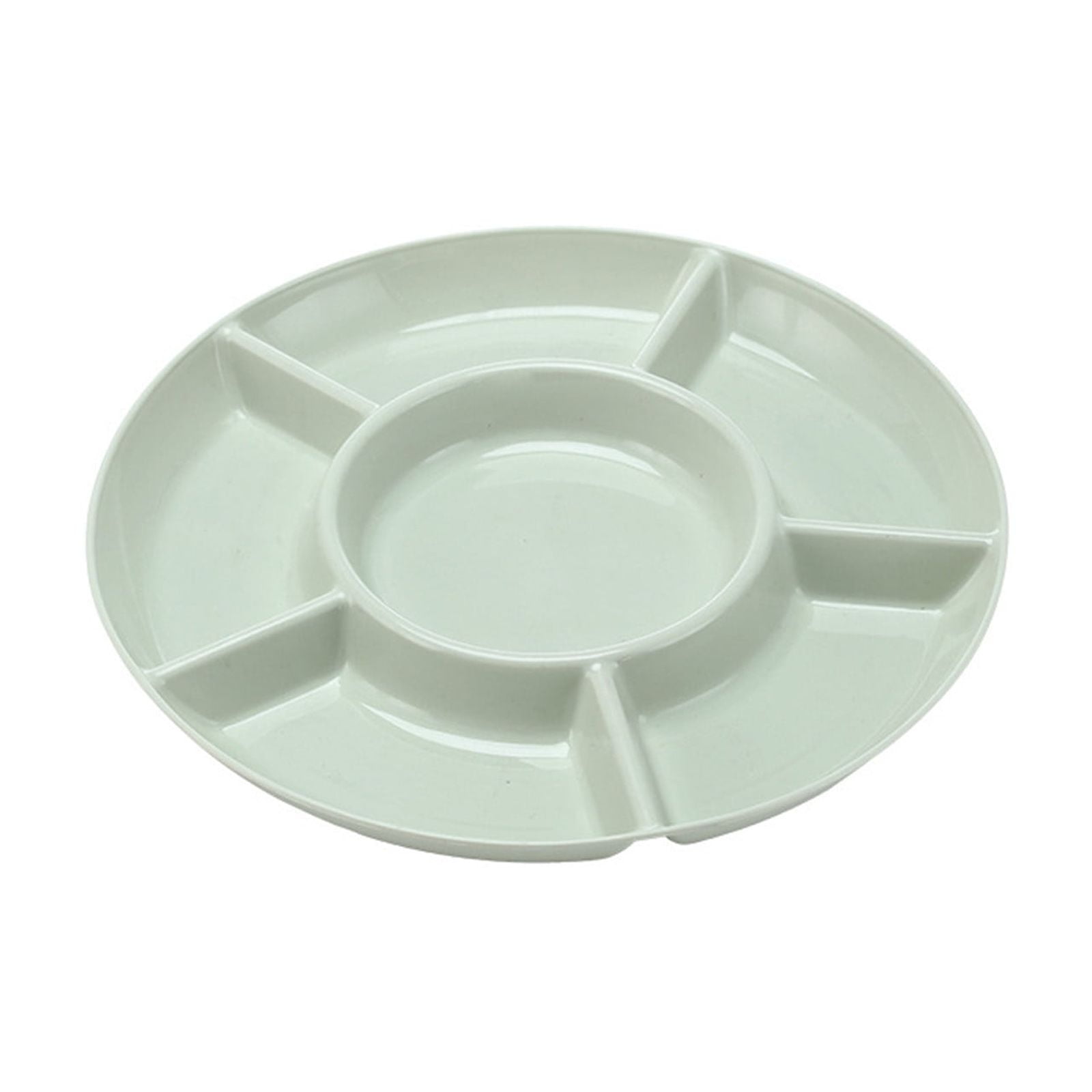Zmeidao Divided Snack Tray, 6 Compartments Round Plastic Food Storage ...