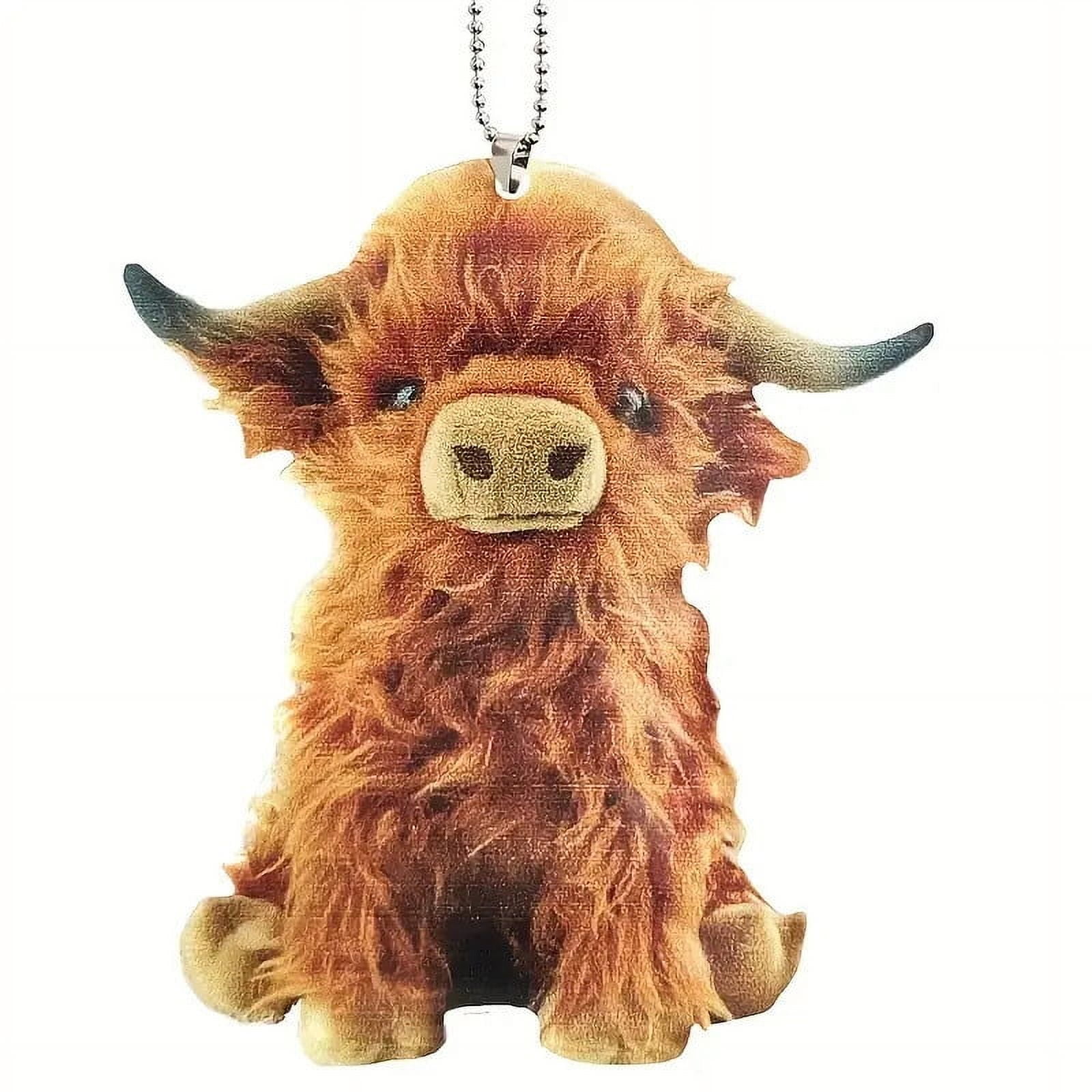 Zmeidao Highland Cow Car Hanging Ornament, Acrylic Highland Cow Car ...