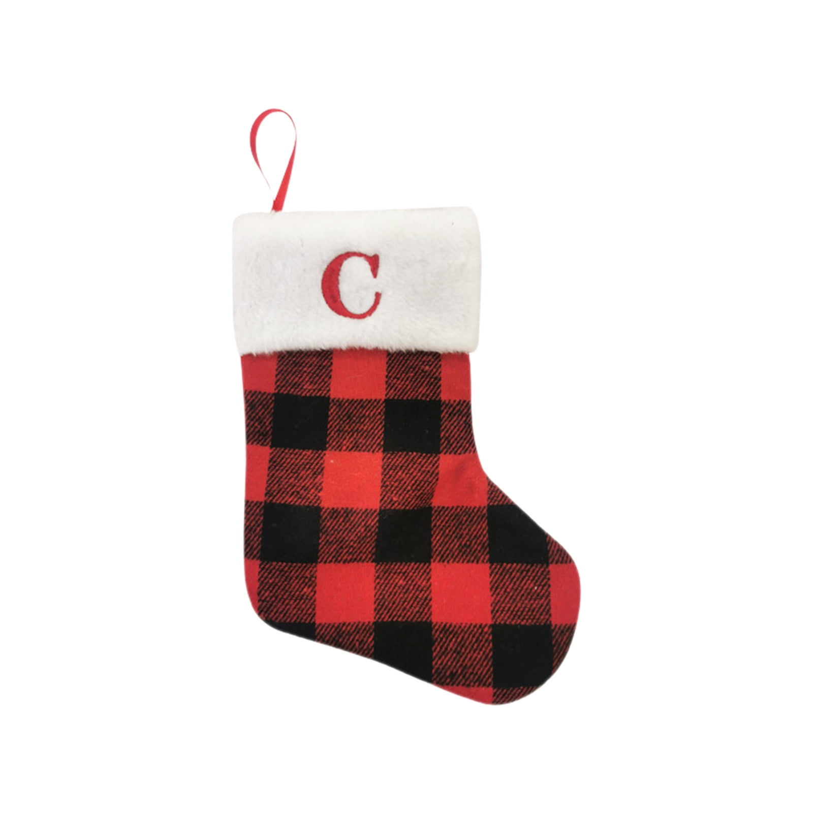 Zmeidao Monogram Christmas Stockings, Red Buffalo Plaid Christmas ...