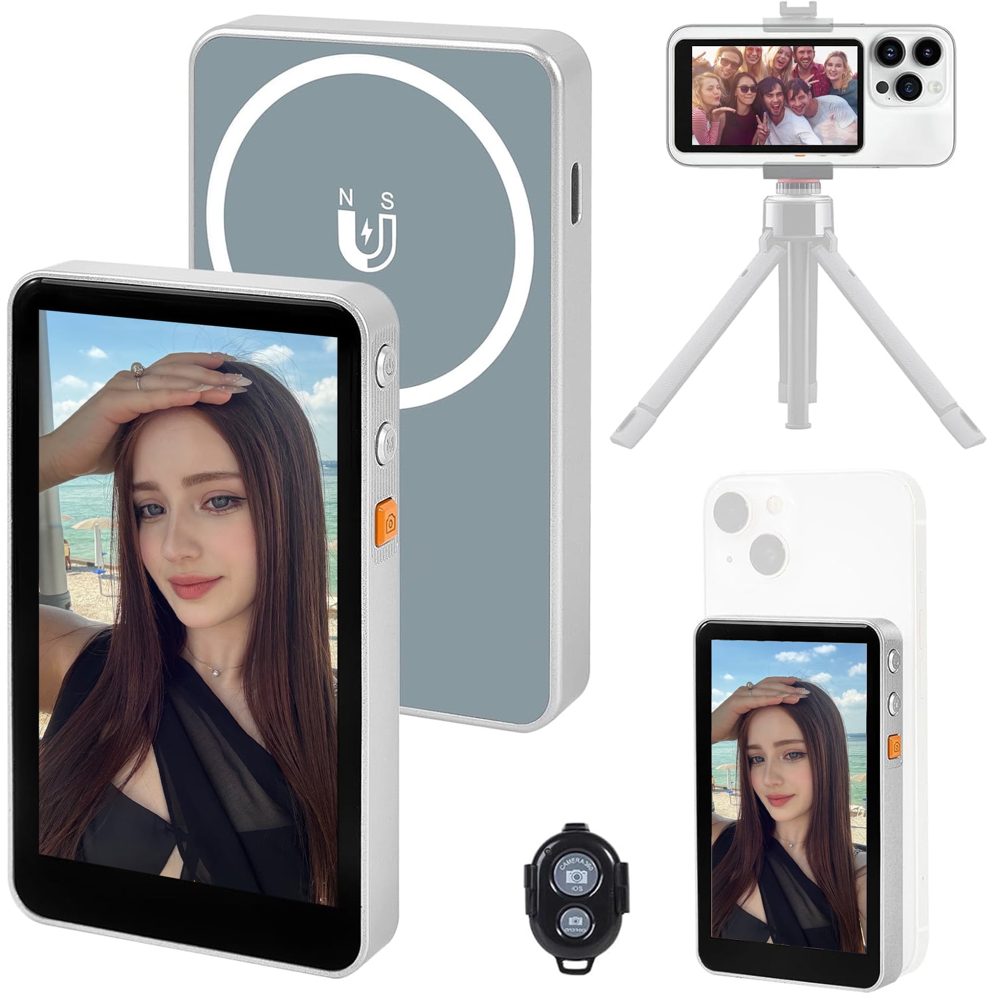 Zmisner 3.97'' Magnetic Phone Vlog Selfie Monitor Screen, Wireless ...