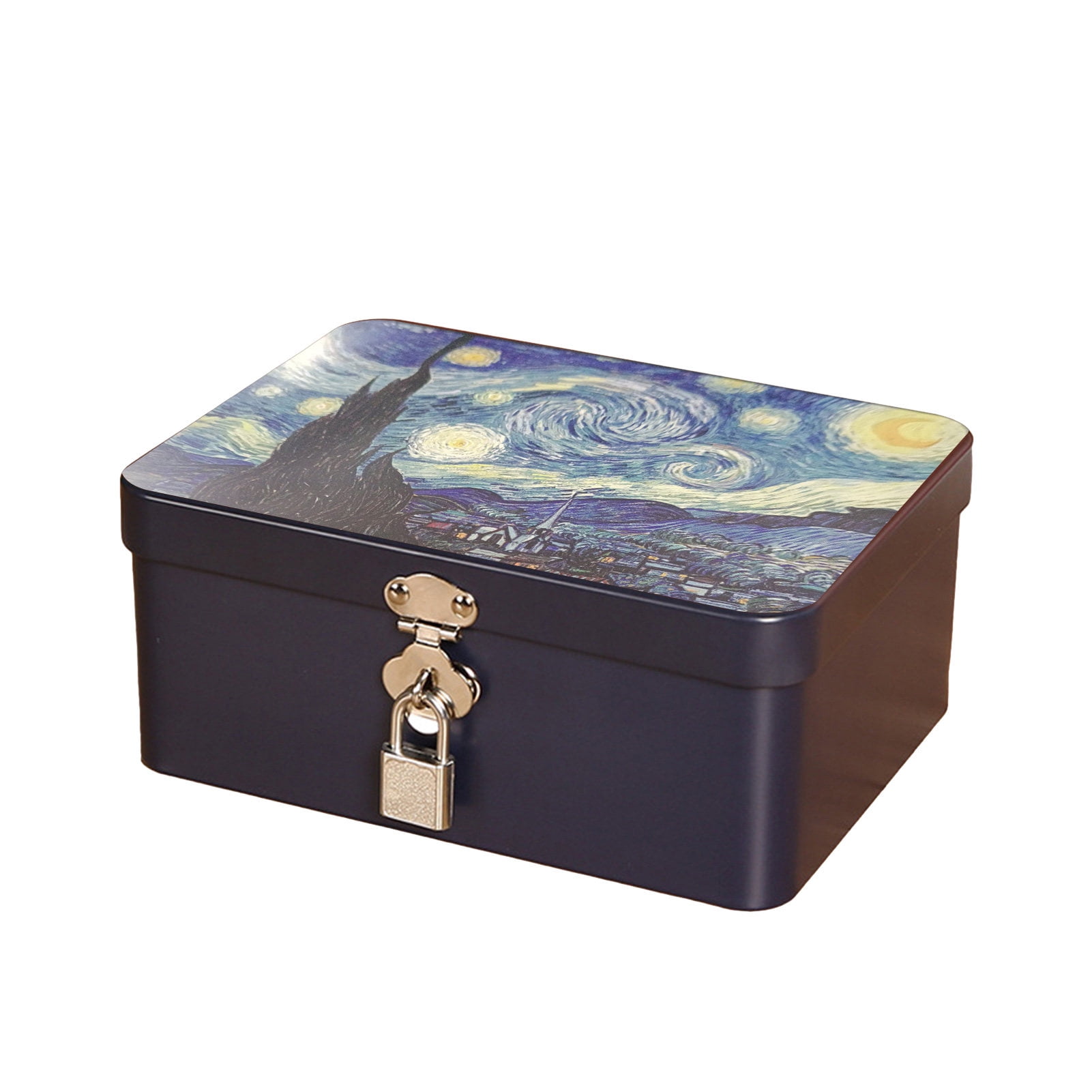 Zmlmlly Decorative Storage Box With Key And Lock Vintage Tin Box with ...