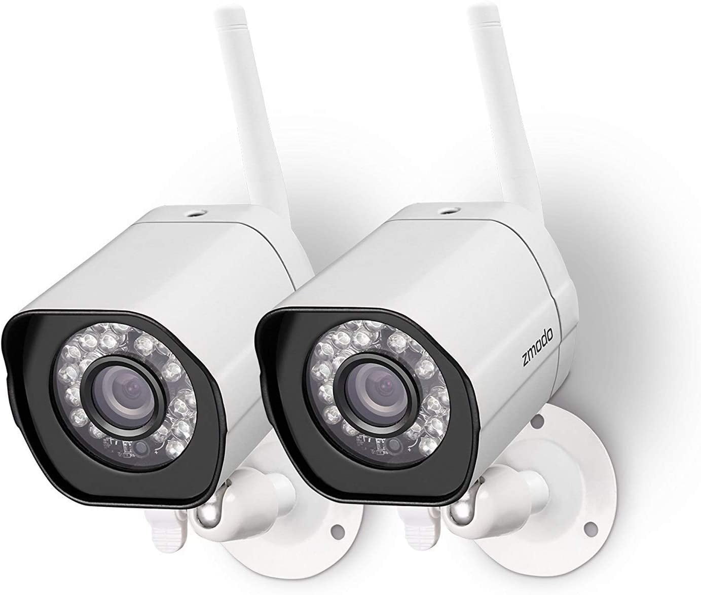 Zmodo 2 Pack Wireless Security Camera System Smart Outdoor WiFi IP Cameras Night Vision Plug-In ...