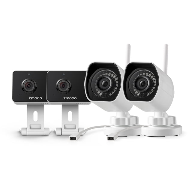 Zmodo WiFi Indoor & Outdoor Camera Bundle 4 Pack, 1080p HD, Motion ...