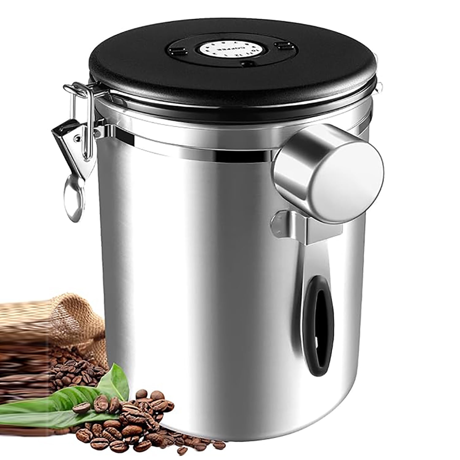 Zmoon Airtight Coffee Canister, 50oz Stainless Steel with Date Tracker ...
