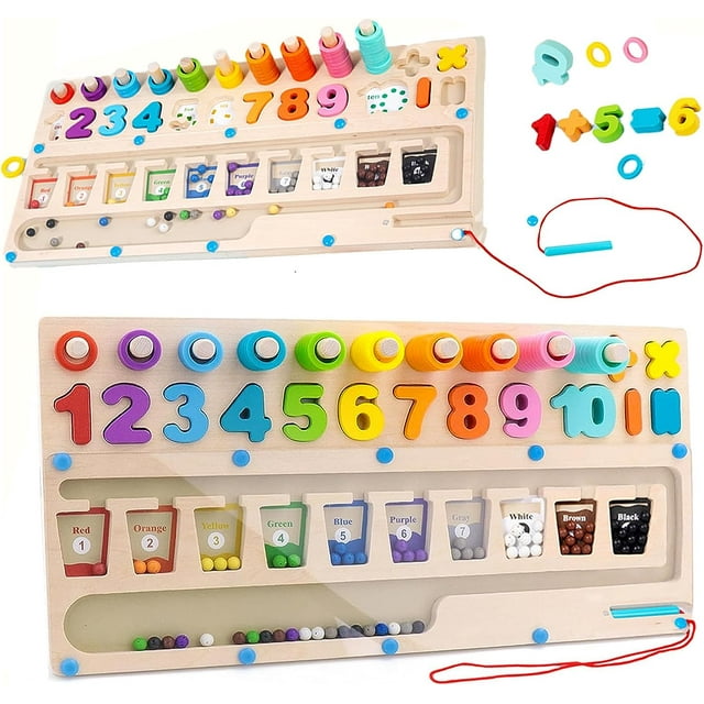 Zmoon Montessori Toys: Wooden Puzzles, Number Stacking Blocks, Fine ...