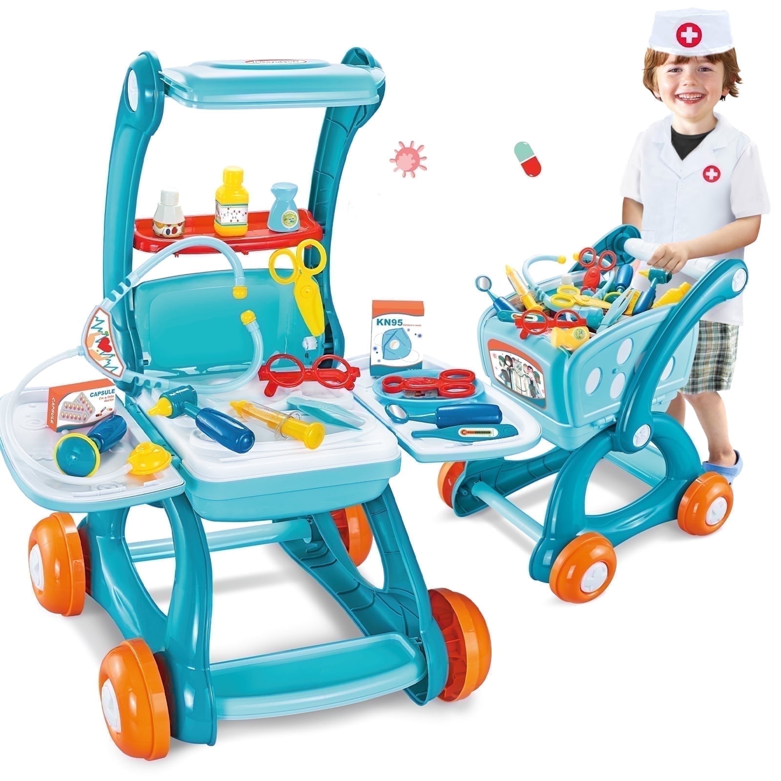 Zmoon Kids Doctors Play Set, 16PCS 2-in-1 Pretend Medical Station Set ...
