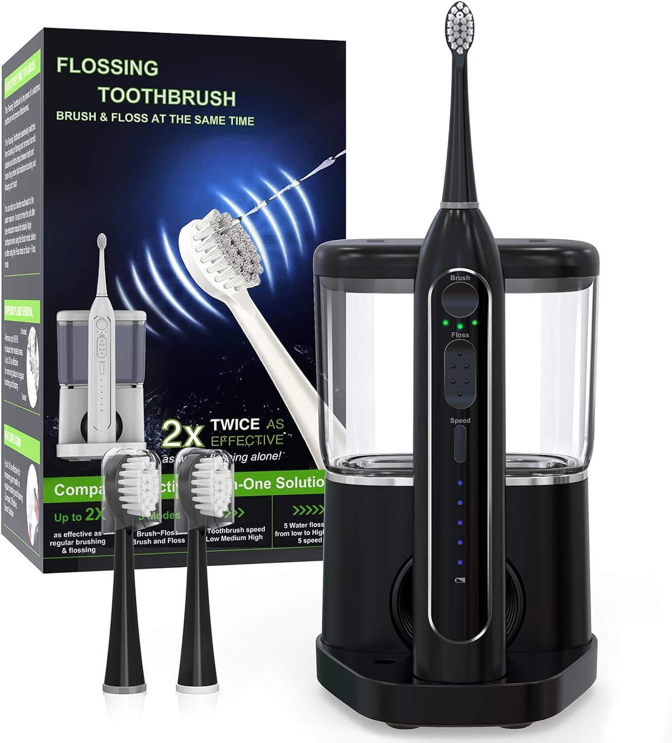 ZoCCee Flossing Toothbrush, Electric Toothbrush & Water Flosser Combo ...