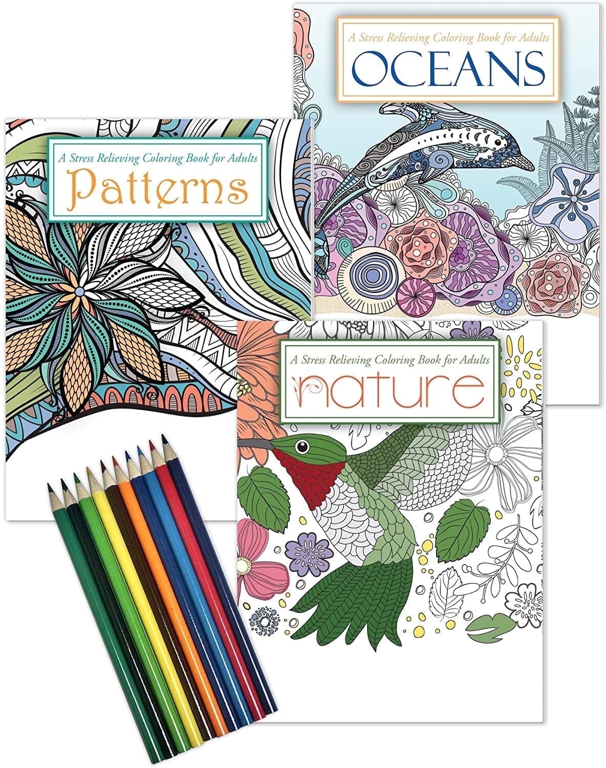 ZoCo 3-Piece Adult Coloring Books Gift Set, Includes Colored Pencils - Walmart.com