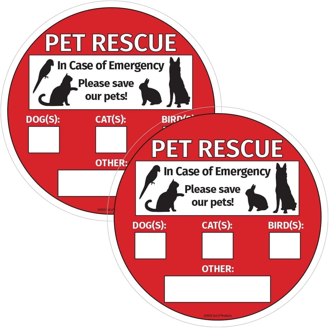 ZoCo: Pet Rescue Inside Window Stickers - Vinyl Static Cling Decals (2 ...