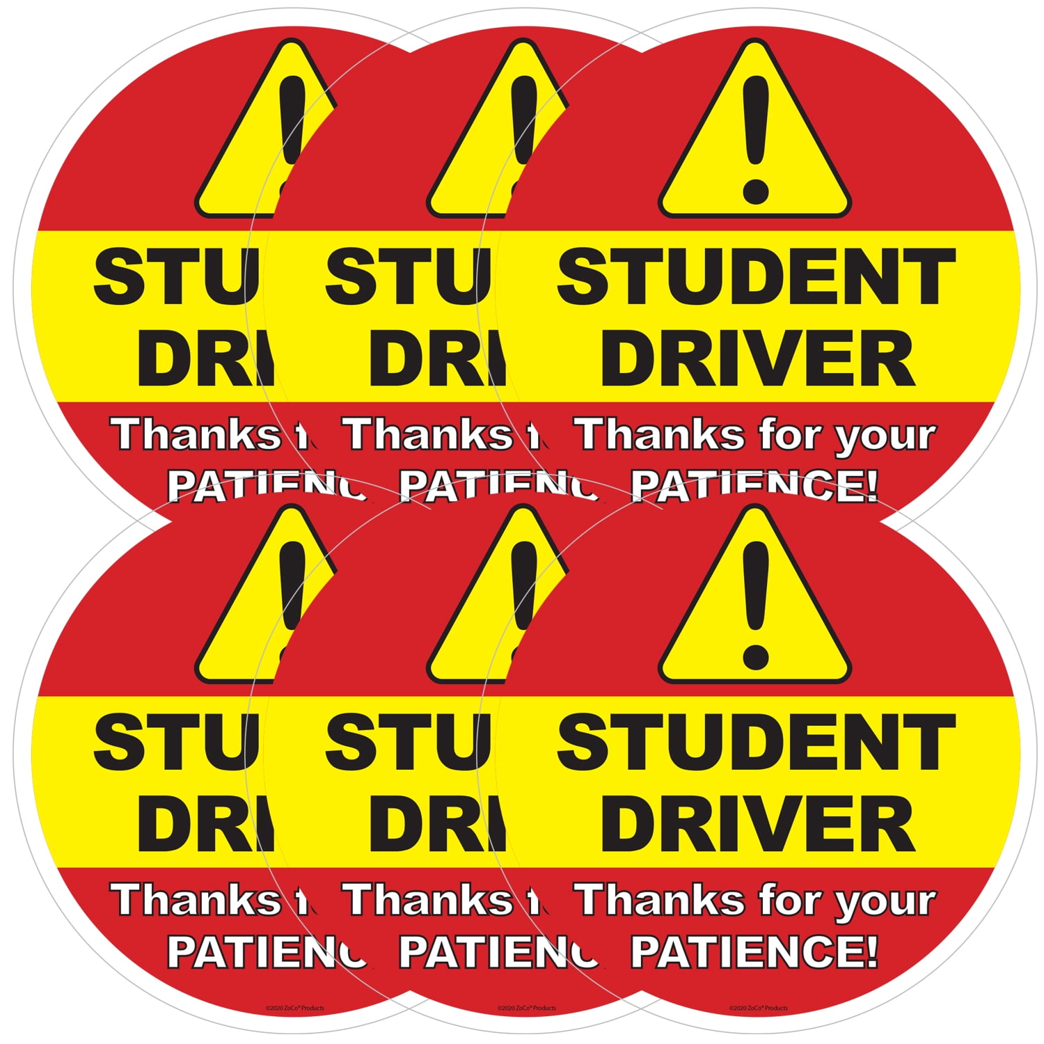 ZoCo: Student Driver Car Window Cling Decals (6 Pack), 6" x 6 ...