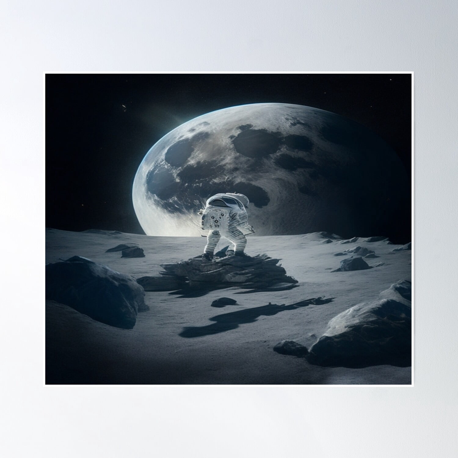 Zoa220 On The Moon Poster Wall Art, Modern Wall Decor, 12x18 UNFRAMED ...