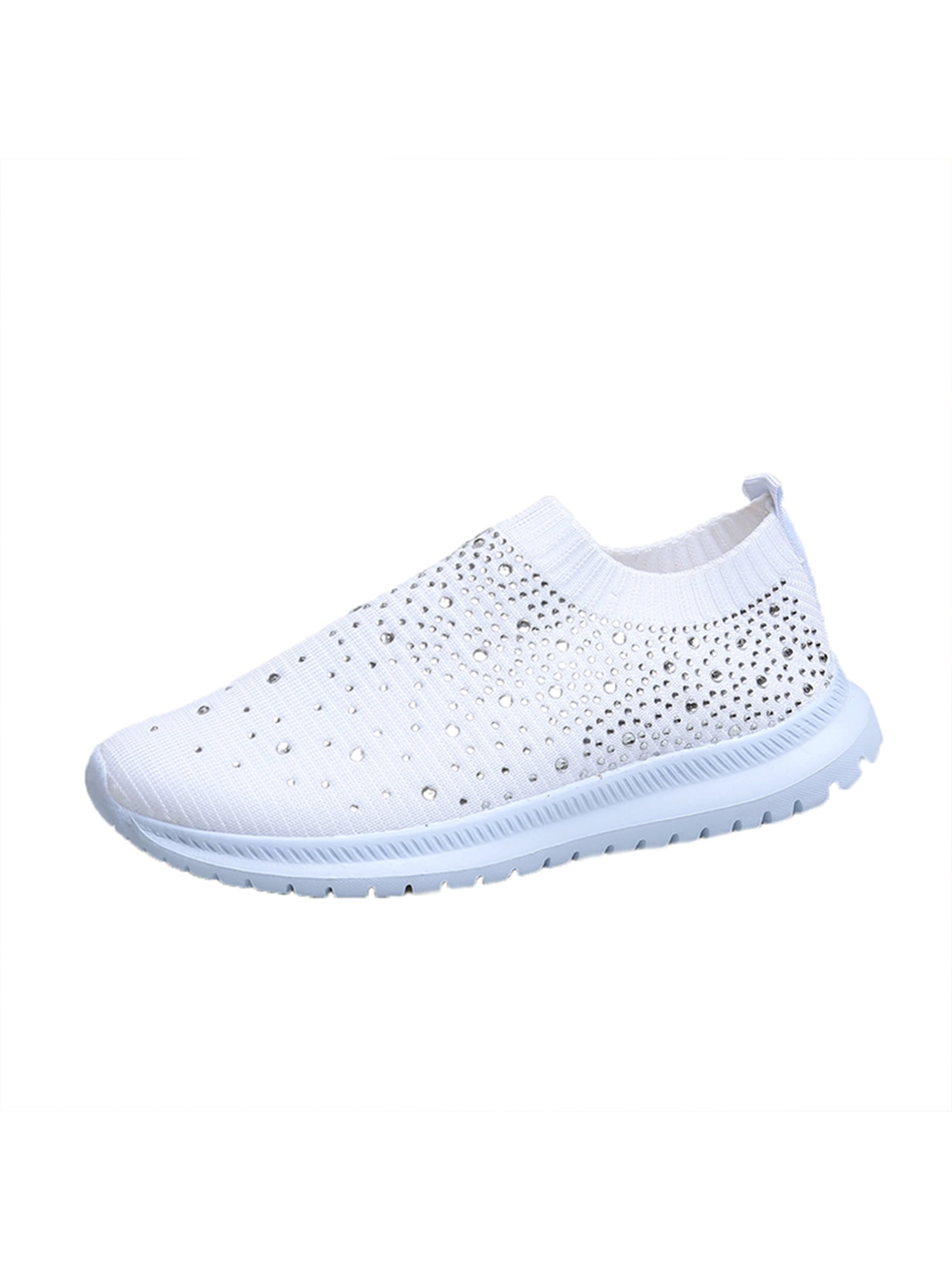 Zodanni Ladies Girls Mesh Walking Casual Shoes Rhinestone Glitter Slip ...