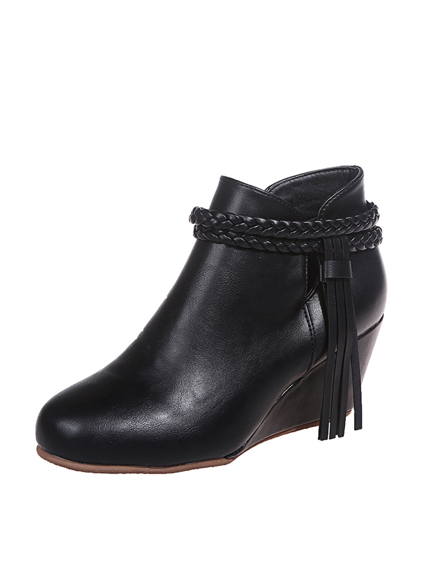 Zodanni Ladies Wedge Booties Zipper Ankle Boots Pointed Toe Work Party ...