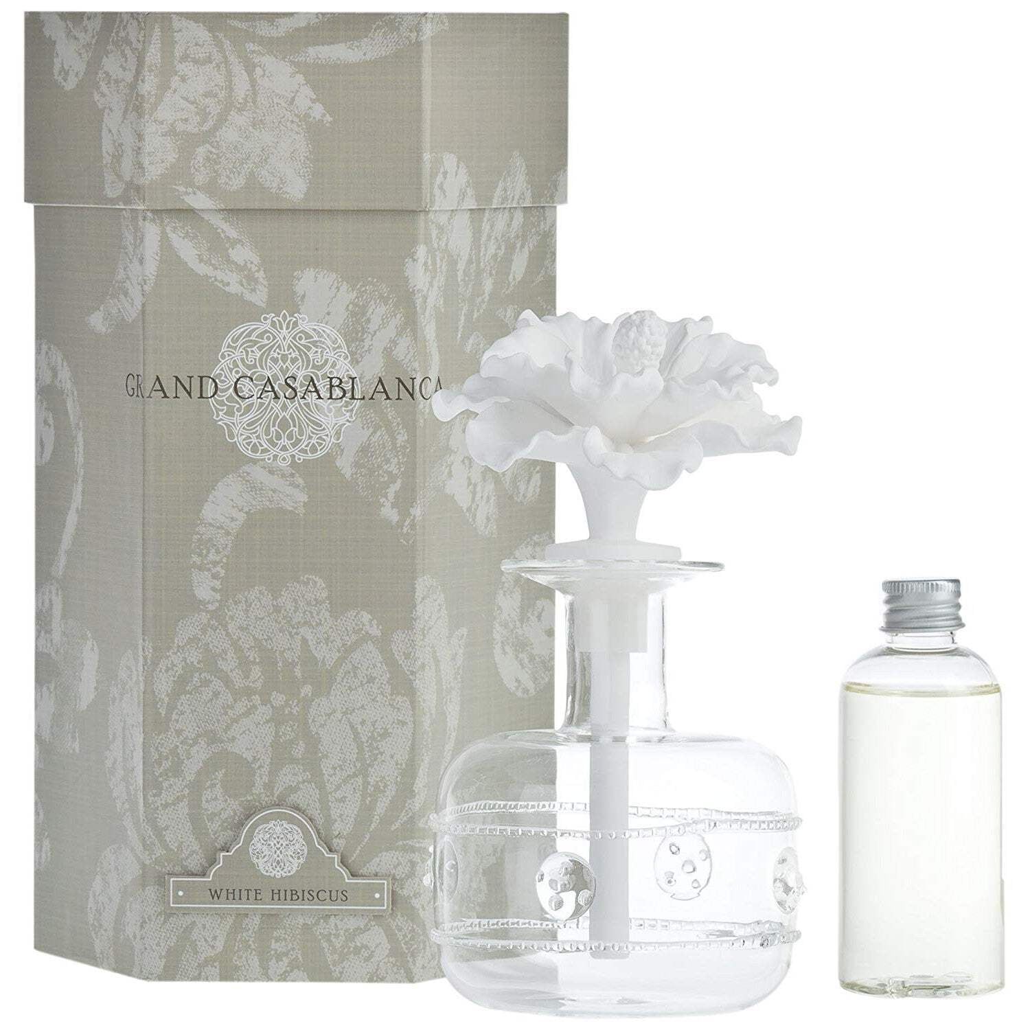 Zodax "Grand Casablanca" Porcelain Diffuser, White Hibiscus Fragrance ...
