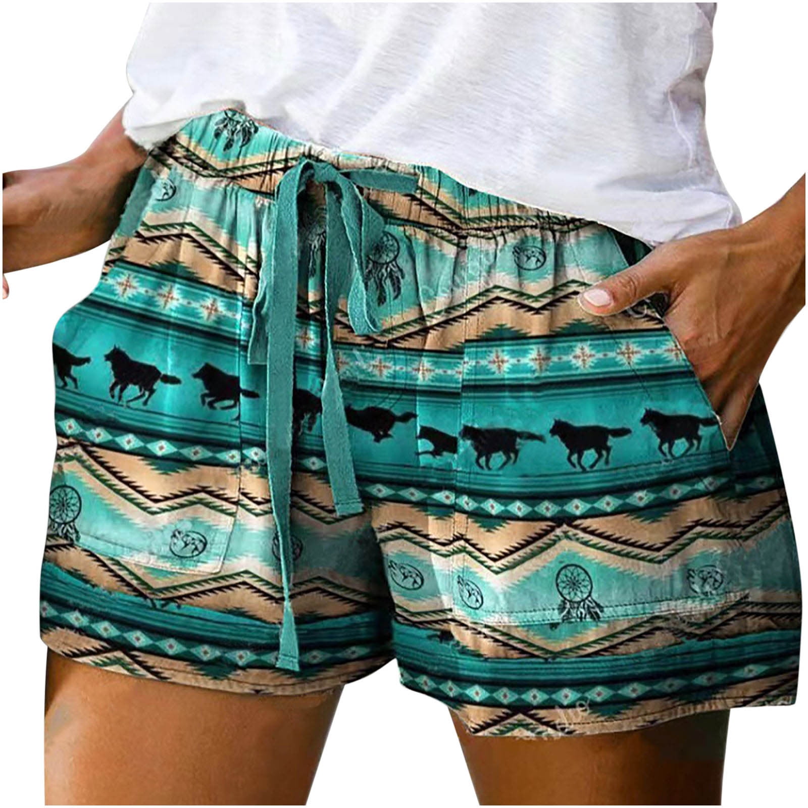 Zodggu Womens Blue Plus Size Shorts Plus Size Womens Solid Color