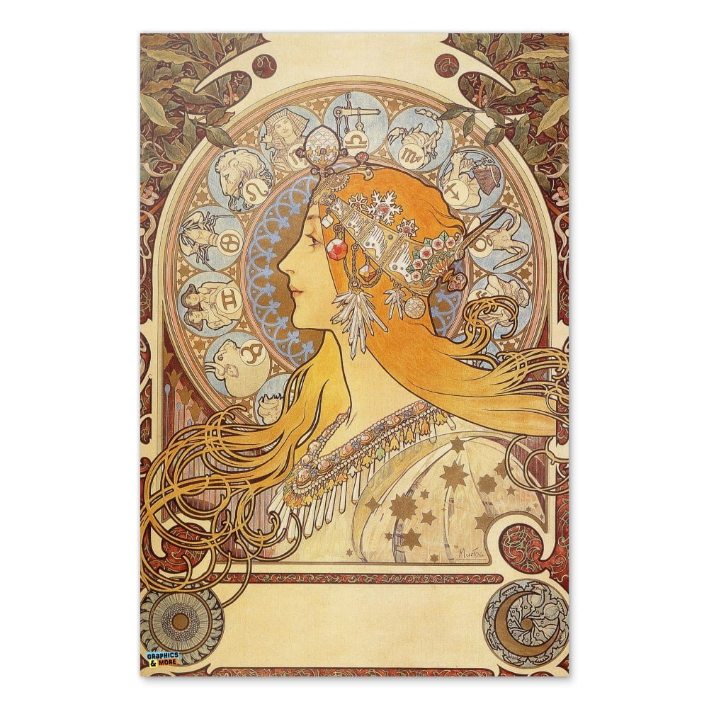 Zodiac Alphonse Mucha Art Nouveau Home Business Office Sign - Poster ...