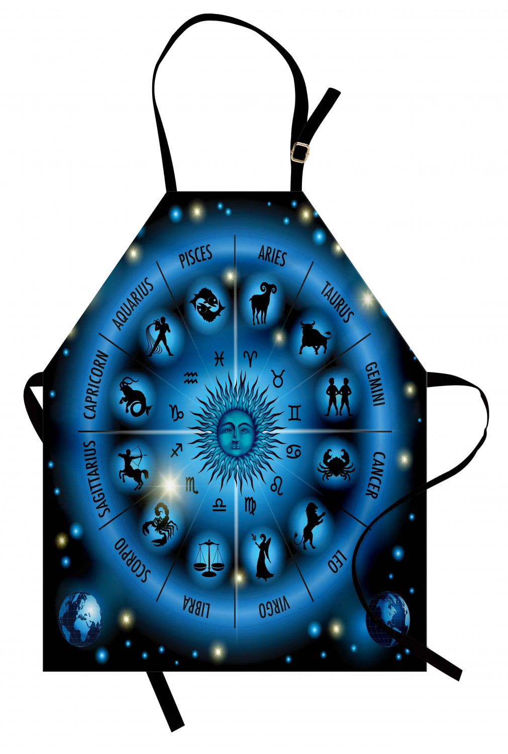 Zodiac Apron, Circle of Horoscope Signs Stars Globe Abstract Design ...