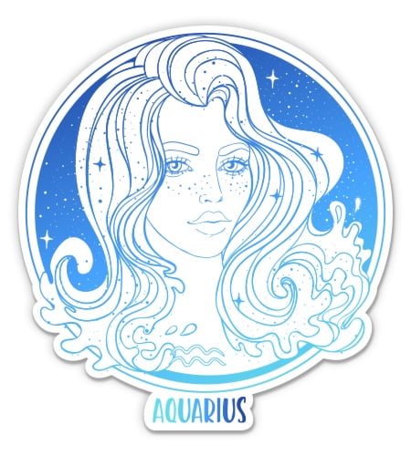 Zodiac Aquarius Pretty - 5" Vinyl Sticker - For Car Laptop I-Pad ...