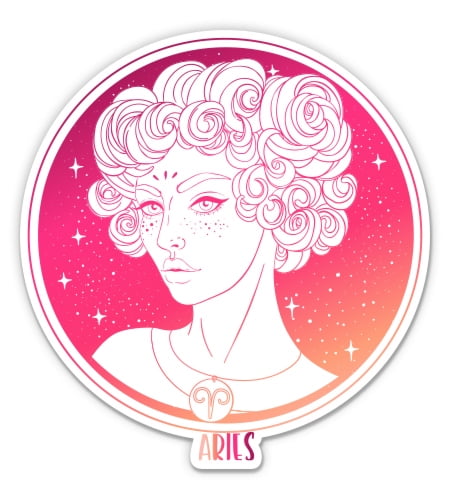 Zodiac Aries Pretty - 5" Vinyl Sticker - For Car Laptop I-Pad ...