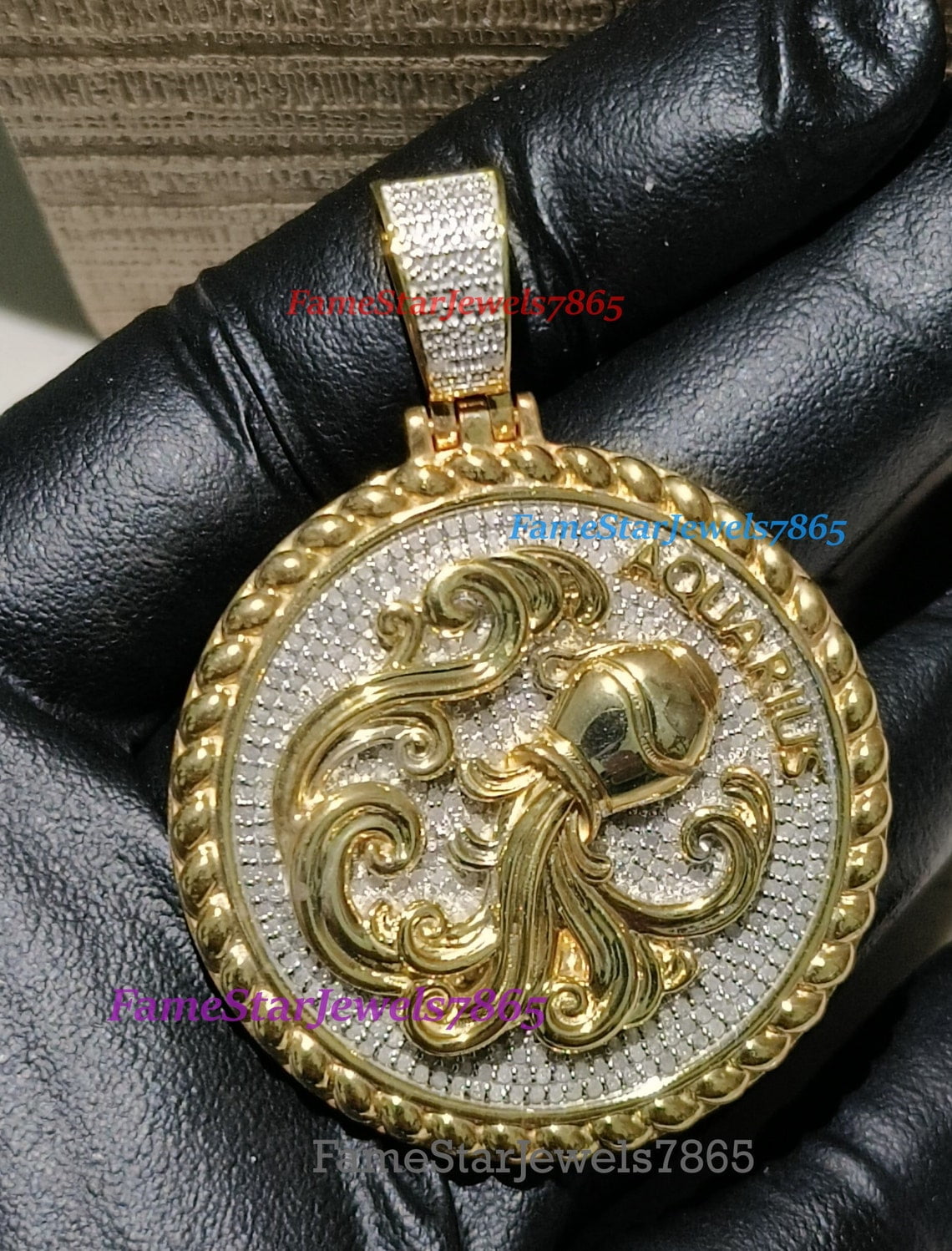 Zodiac Astrology Birth Sign 'Aquarius' Water Horoscope Moissanite ...