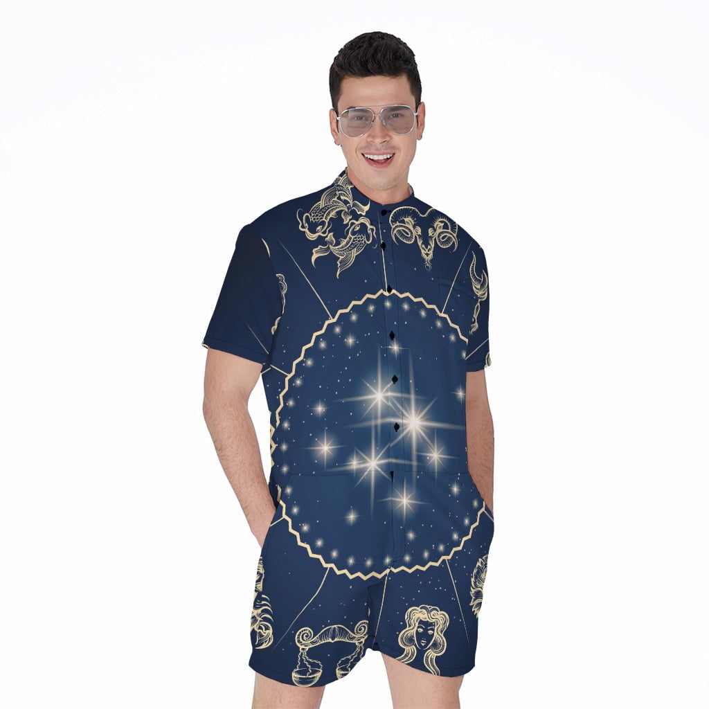 Zodiac Astrology Symbols Short Sleeve Men'S Rompers, Zodiac Horoscope ...