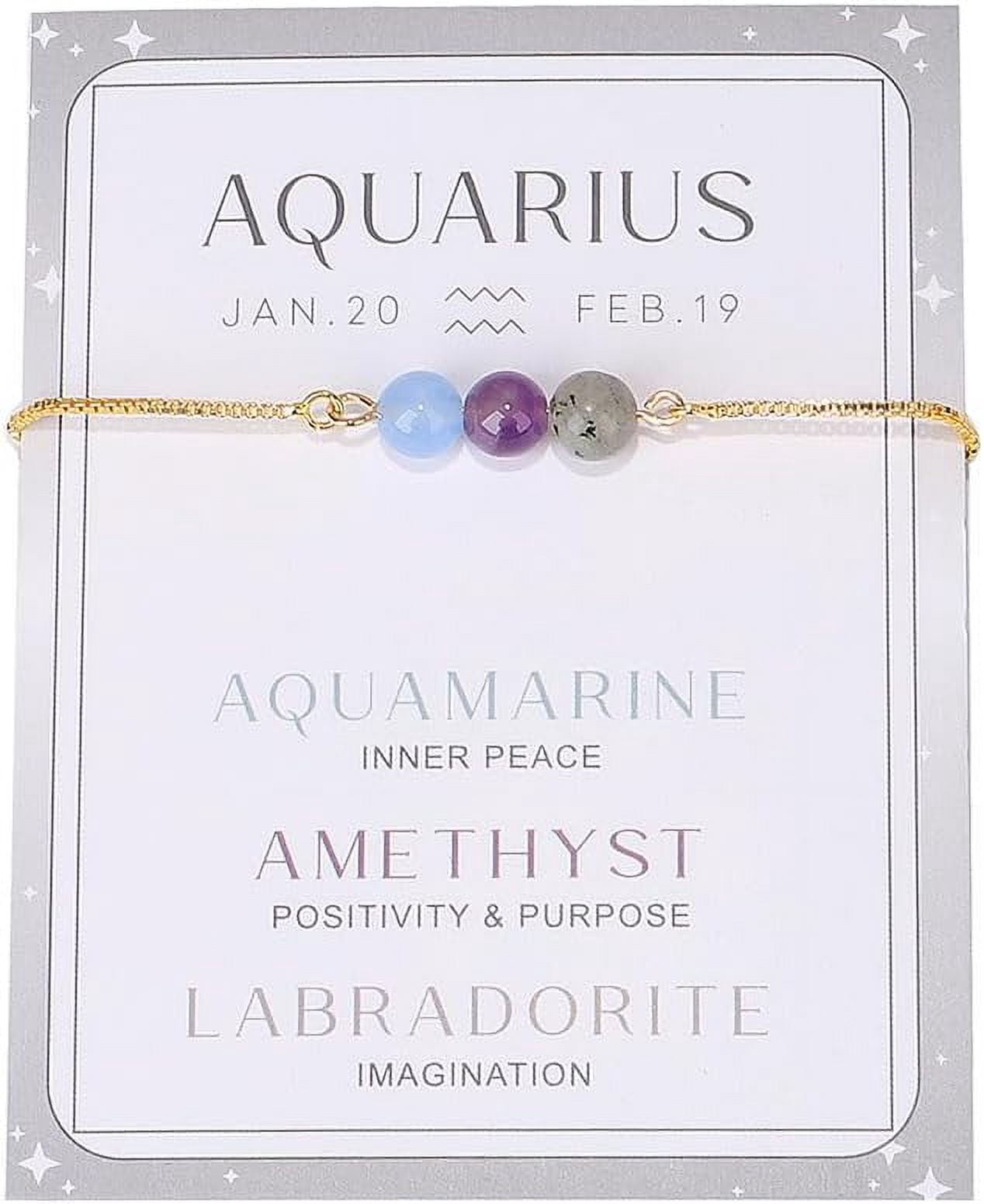 Zodiac Bead Bracelets Natural Stone Healing Gemstone Crystal Beaded ...