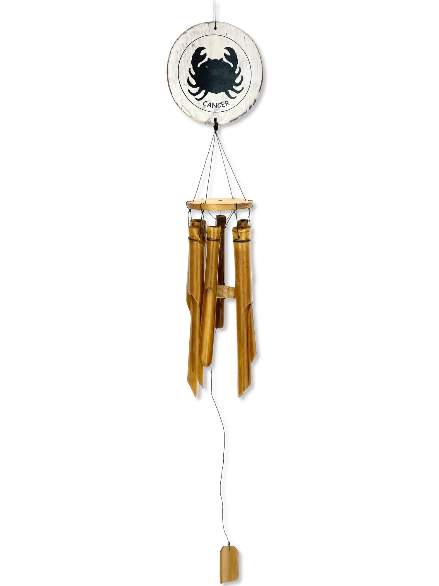 Zodiac Cancer Bamboo Wind Chime - 41" Indoor Outdoor Hanging Home Décor ...