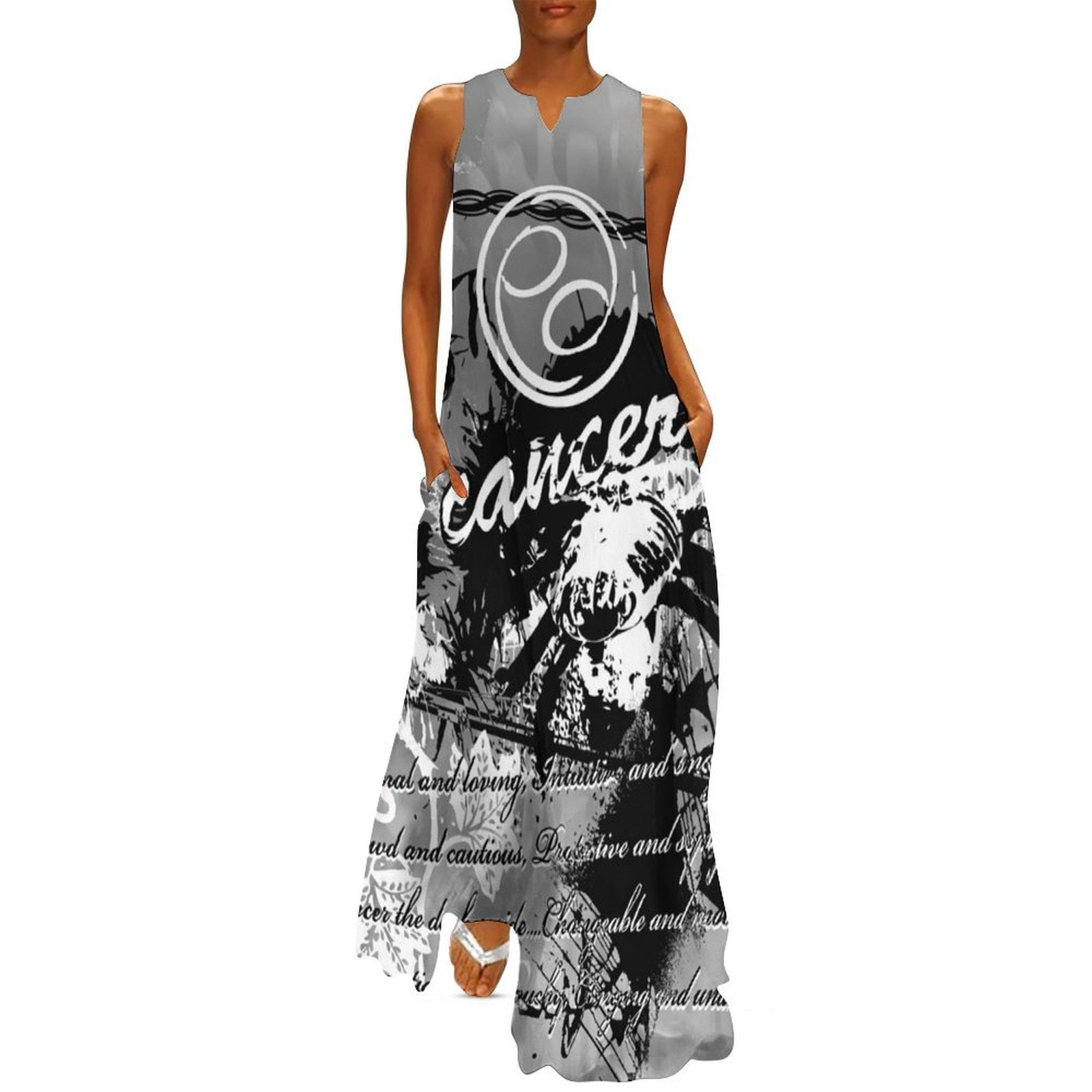 Zodiac Cancer June 21 - July 22 (Grey) Long Dress Woman clothing summer ...