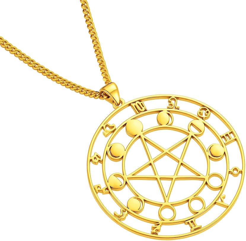 Zodiac Constellation Pendant Necklace, Gold, Stainless Steel, 24 Inch ...