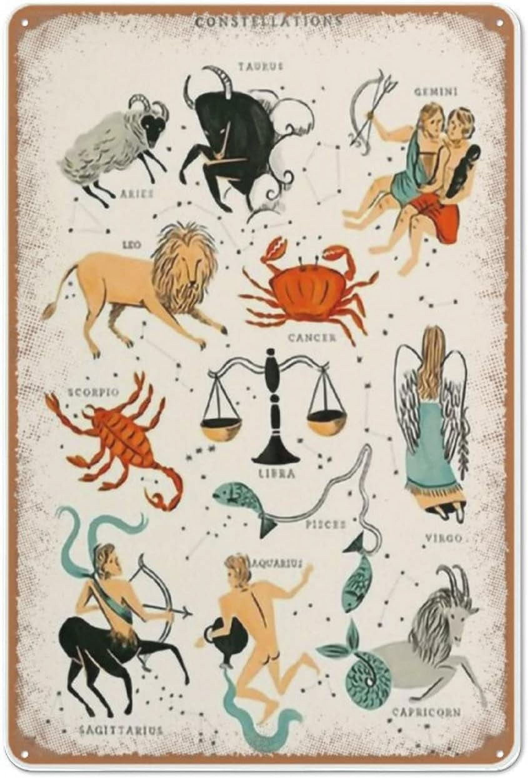 Zodiac Constellations Vintage Style Poster, Astrology Poster, Zodiac ...