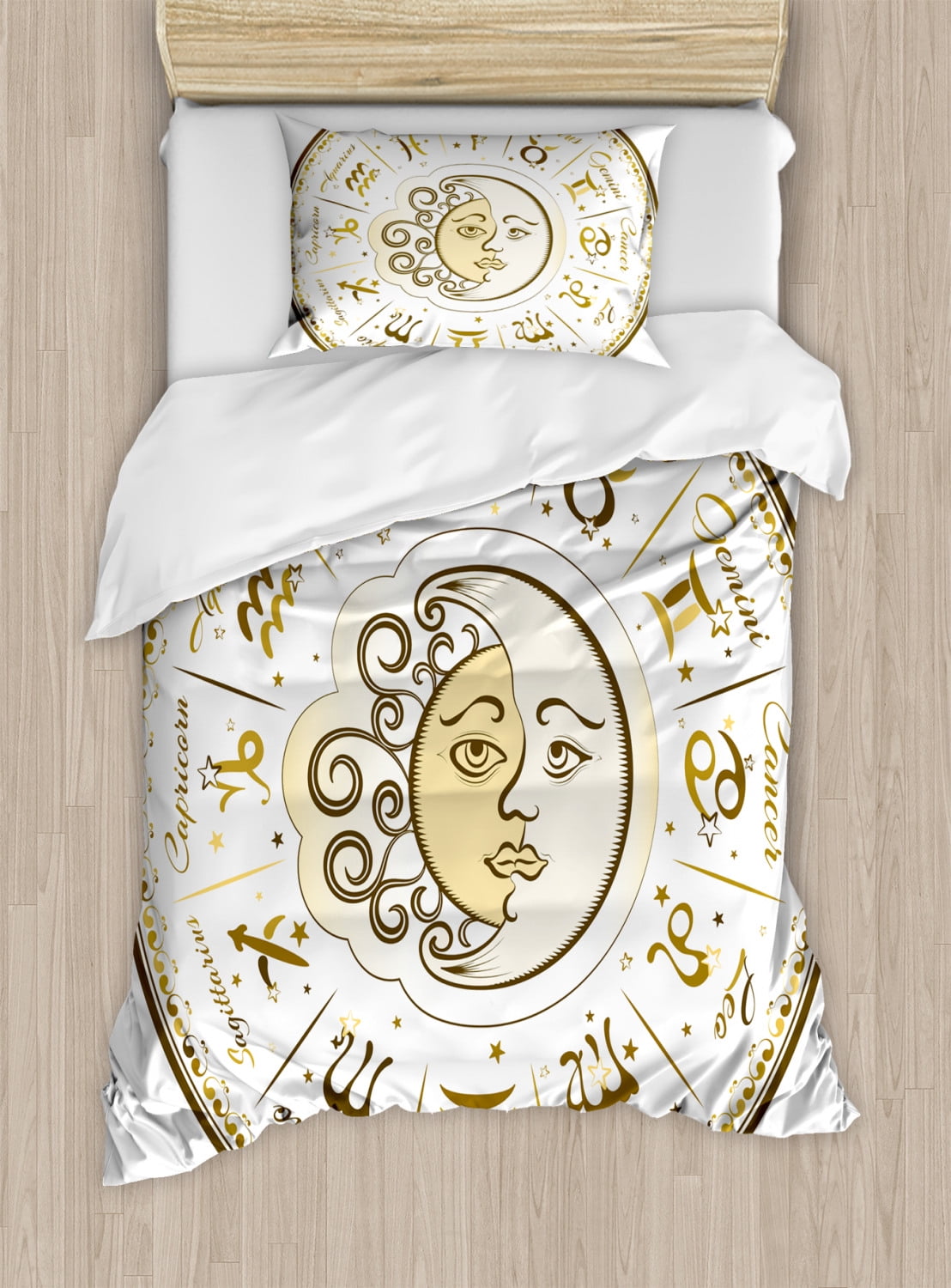 Zodiac Decor Twin Size Duvet Cover Set, Circular Zodiac Chart Apparent ...
