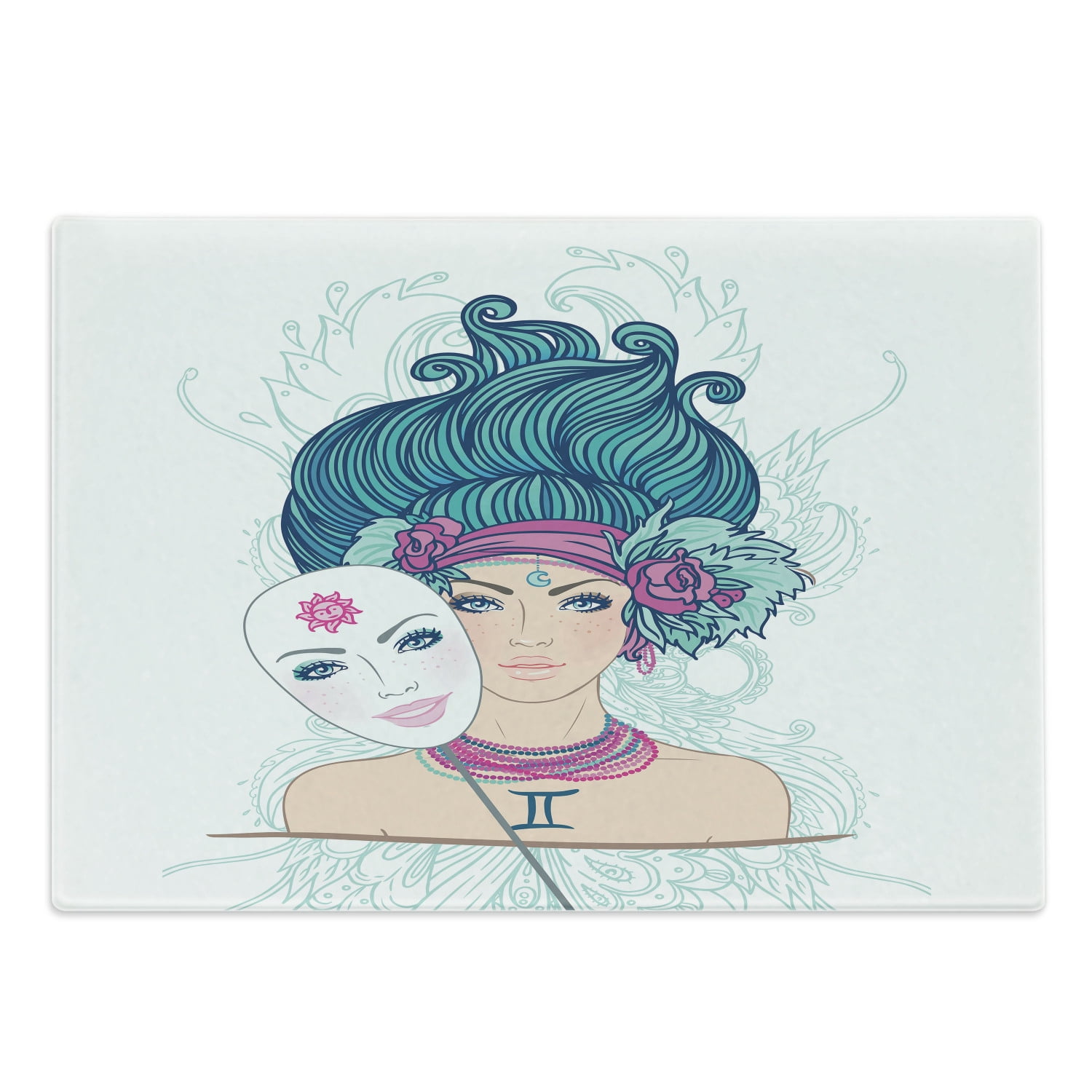 Zodiac Gemini Cutting Board, Young Woman with Sad Expression Holding a ...