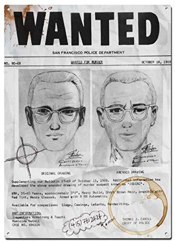 Zodiac Killer Wanted Metal Tin Signs, Pop Culture Poster, Decorative ...