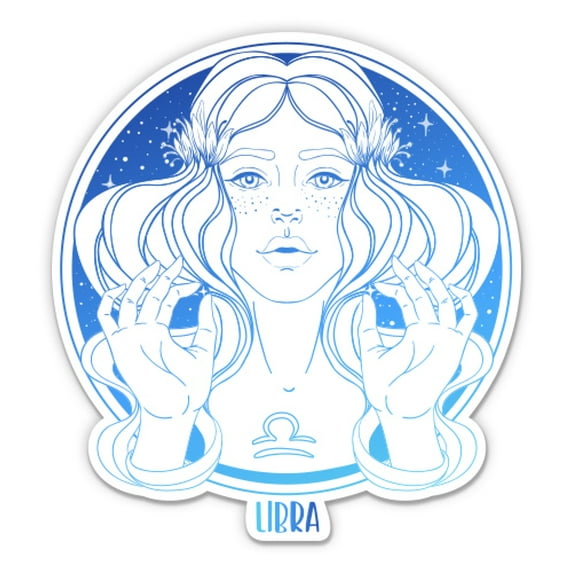 Zodiac Libra Pretty - 3" Vinyl Sticker - For Car Laptop Water Bottle ...