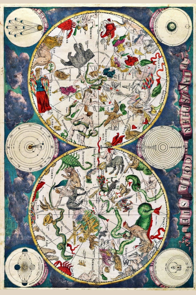 Zodiac Map Poster Metal Sign 8Inx 12In Art Print On Metal 8x12 Square ...