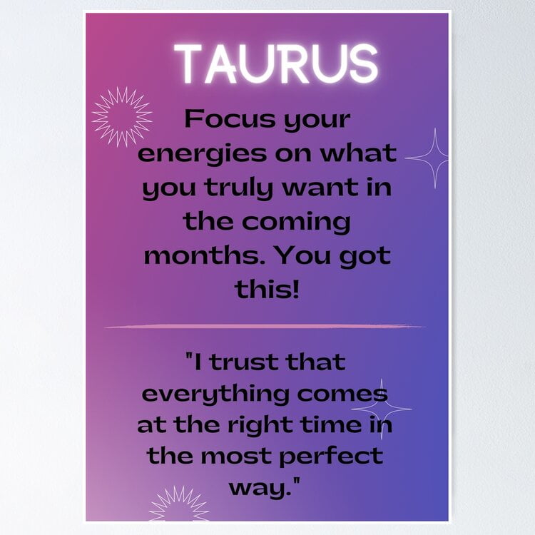Zodiac Motivational Quotes For Taurus Poster- Unframed Poster | Wall ...