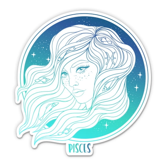 Zodiac Pisces Pretty - 5" Vinyl Sticker - For Car Laptop I-Pad ...