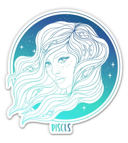 Zodiac Pisces Pretty - 7" Vinyl Sticker - For Car Laptop I-Pad ...